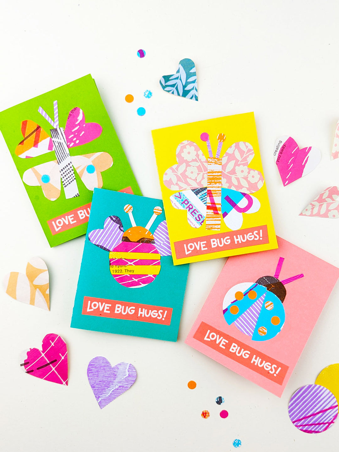 Love Bug Hugs: Collage Valentines with Scrap Paper – Nuthatch Studio