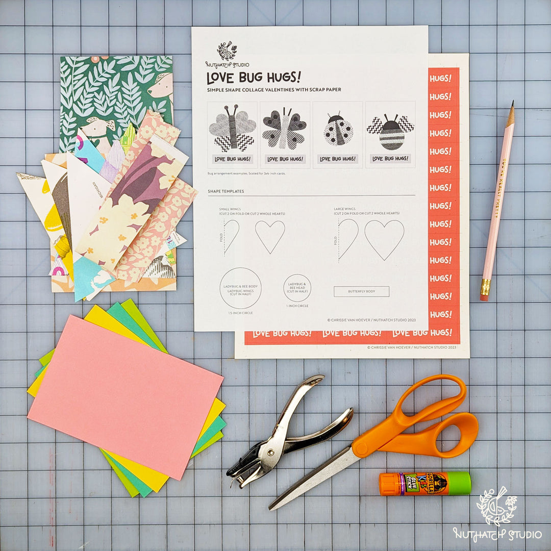 Love Bug Hugs: Collage Valentines with Scrap Paper – Nuthatch Studio