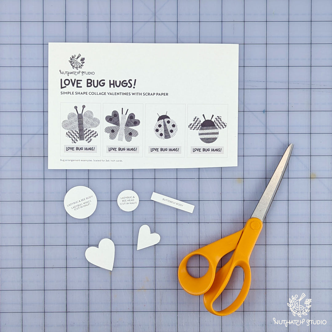 Love Bug Hugs: Collage Valentines with Scrap Paper – Nuthatch Studio